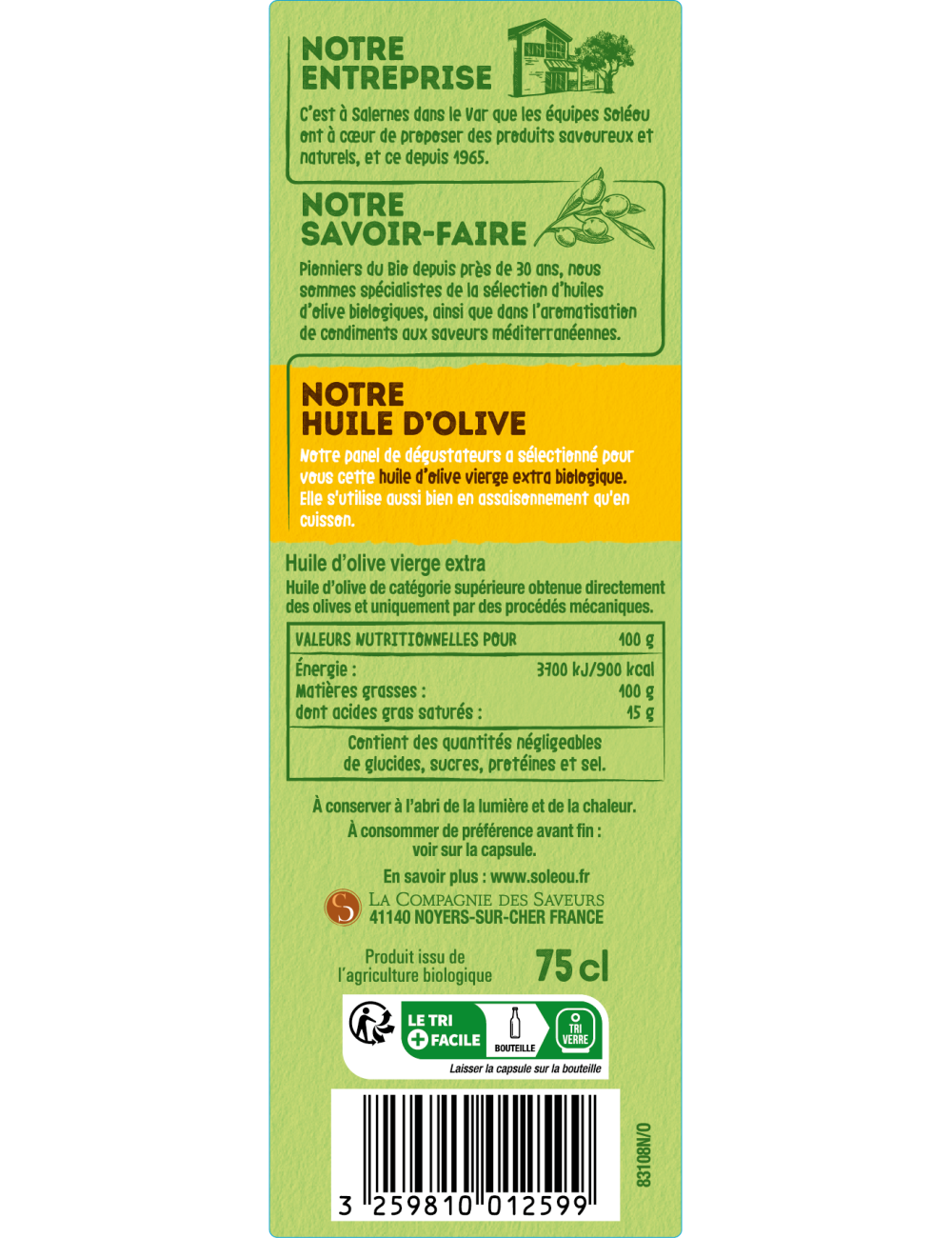 Huile d’olive bio vierge extra de qualité